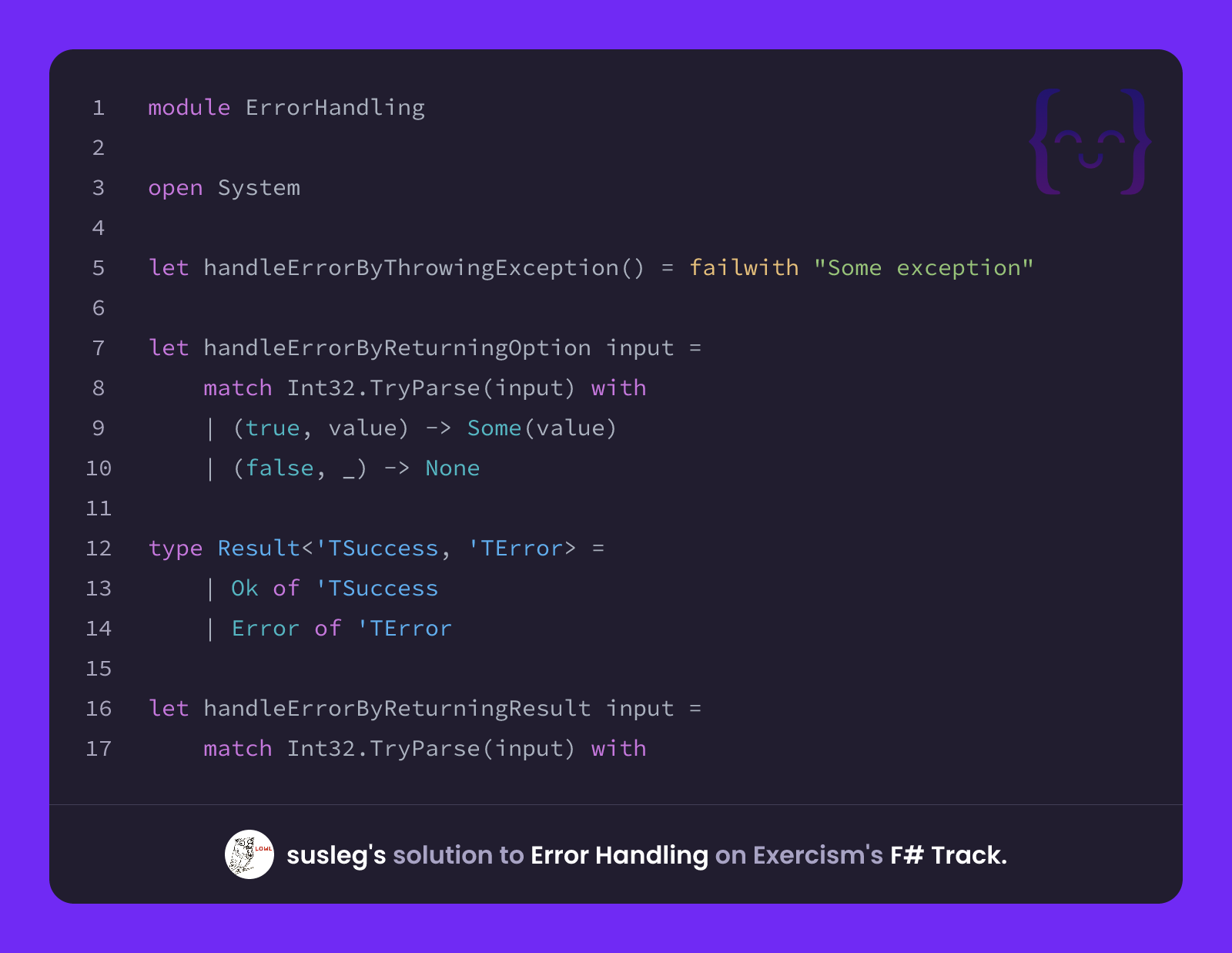 susleg's solution for Error Handling in F# on Exercism