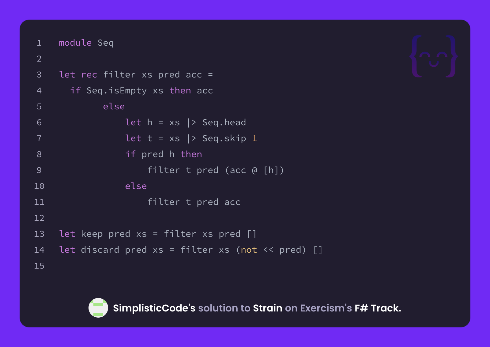 SimplisticCode's solution for Strain in F# on Exercism