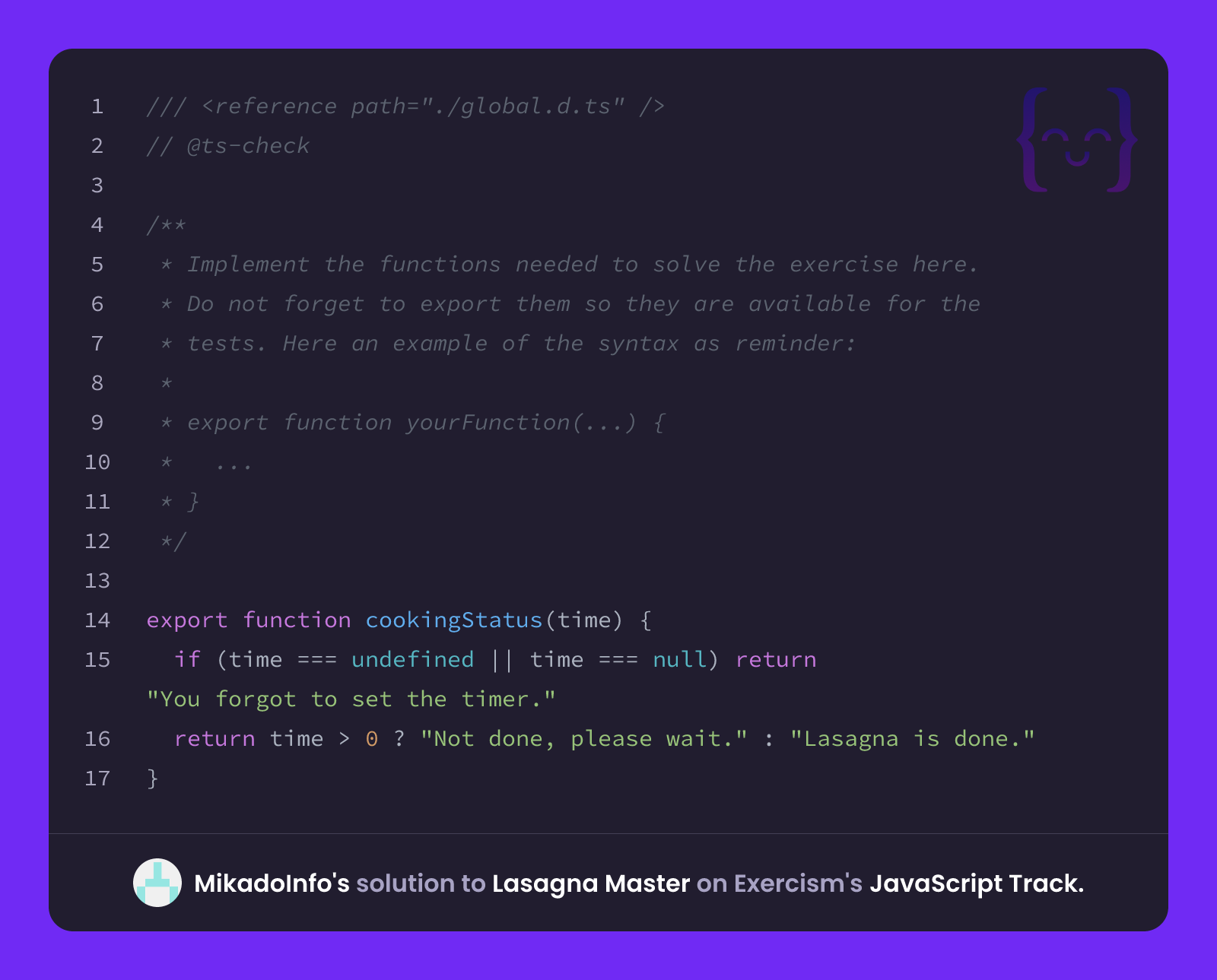 MikadoInfo's solution for Lasagna Master in JavaScript on Exercism
