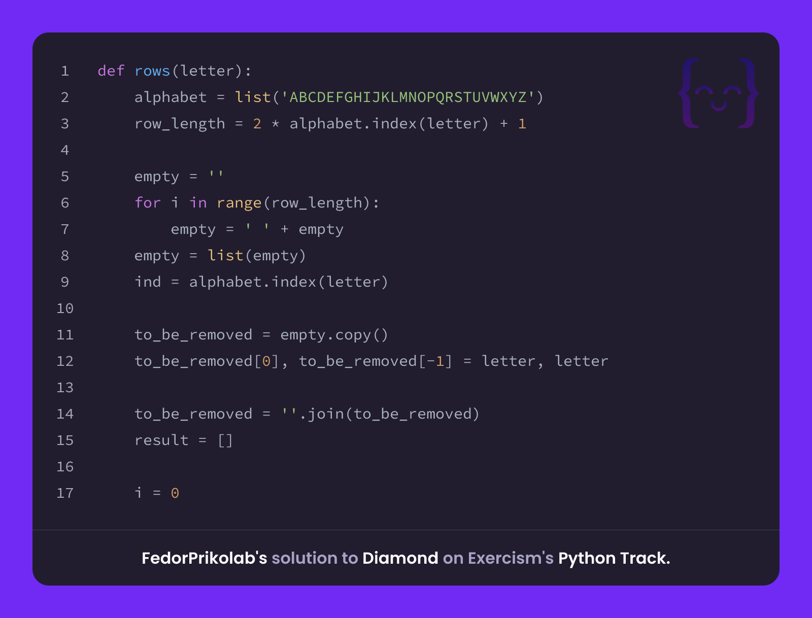 FedorPrikolab's solution for Diamond in Python on Exercism
