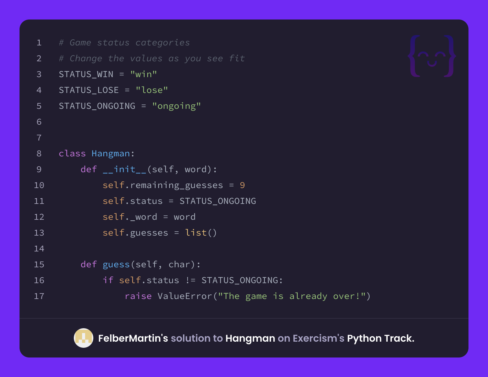 FelberMartin's solution for Hangman in Python on Exercism