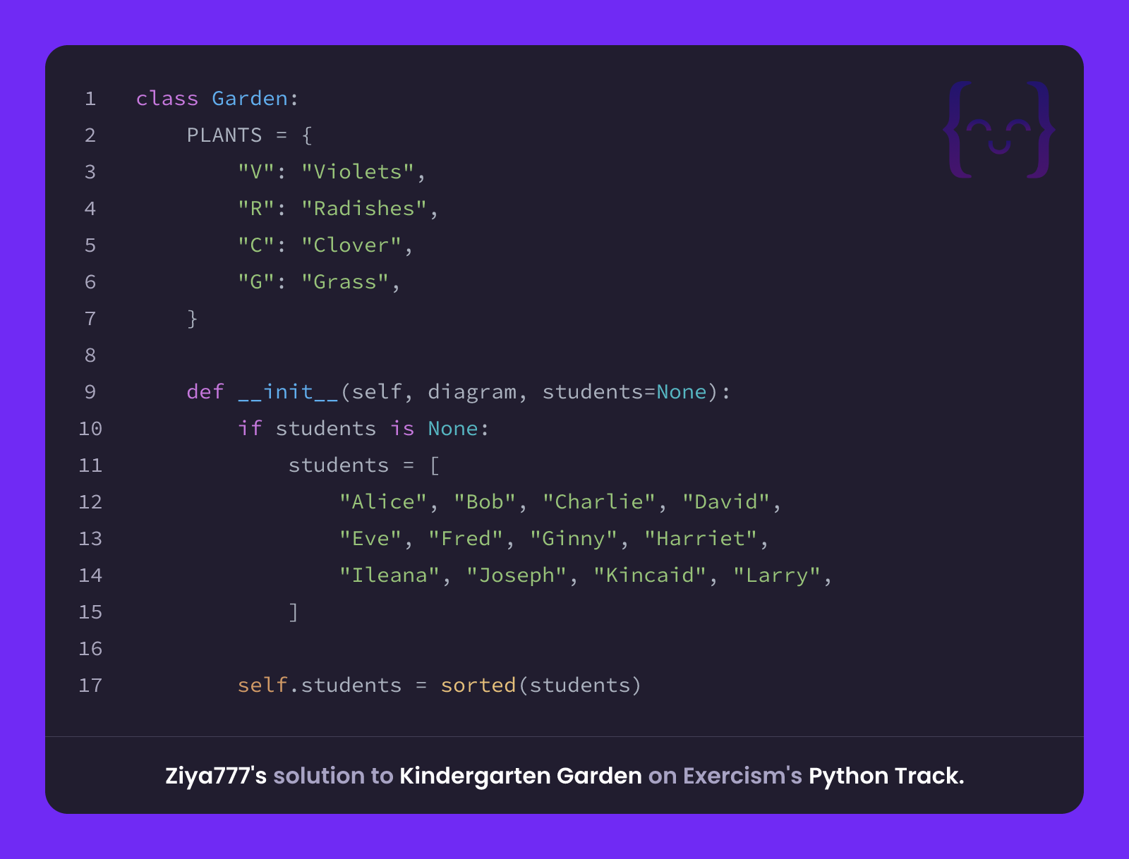 Ziya777's solution for Kindergarten Garden in Python on Exercism