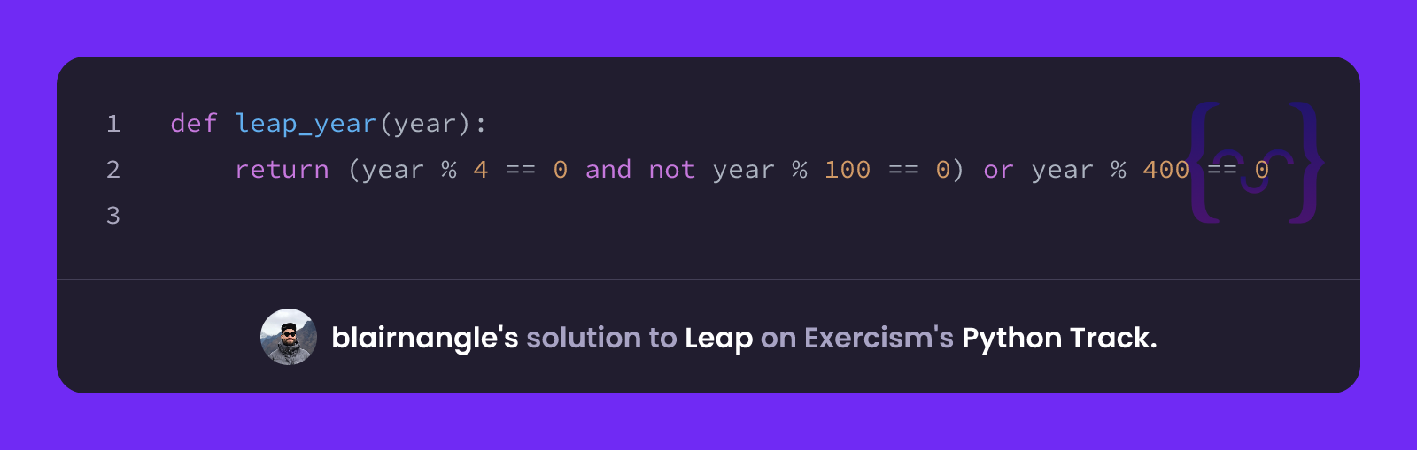 blairnangle's solution for Leap in Python on Exercism