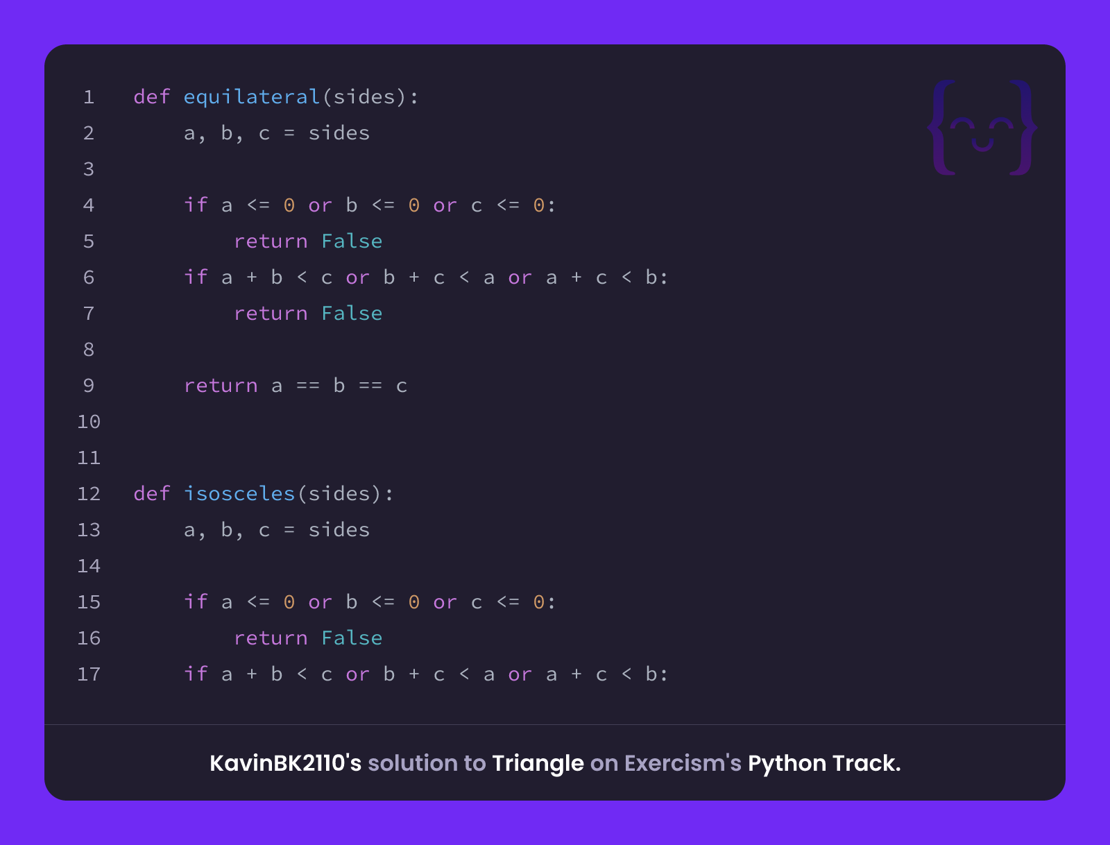 KavinBK2110's solution for Triangle in Python on Exercism