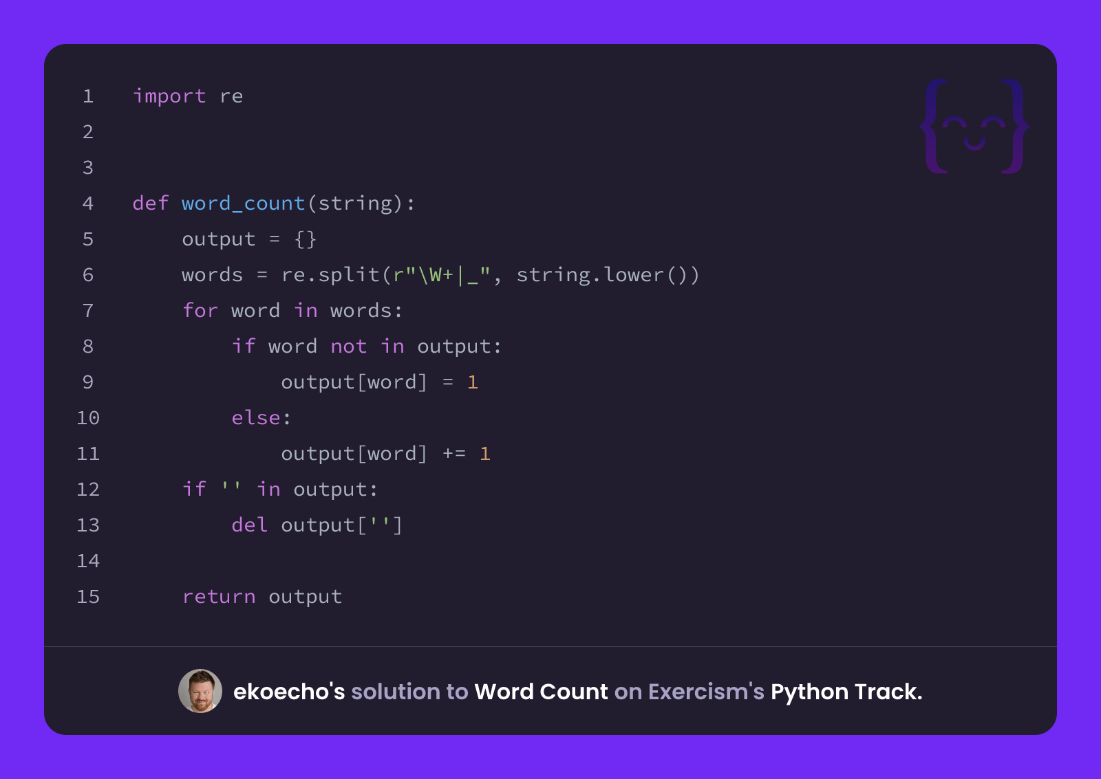 ekoecho's solution for Word Count in Python on Exercism