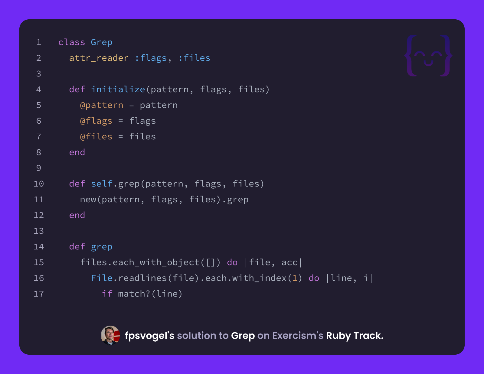 fpsvogel's solution for Grep in Ruby on Exercism