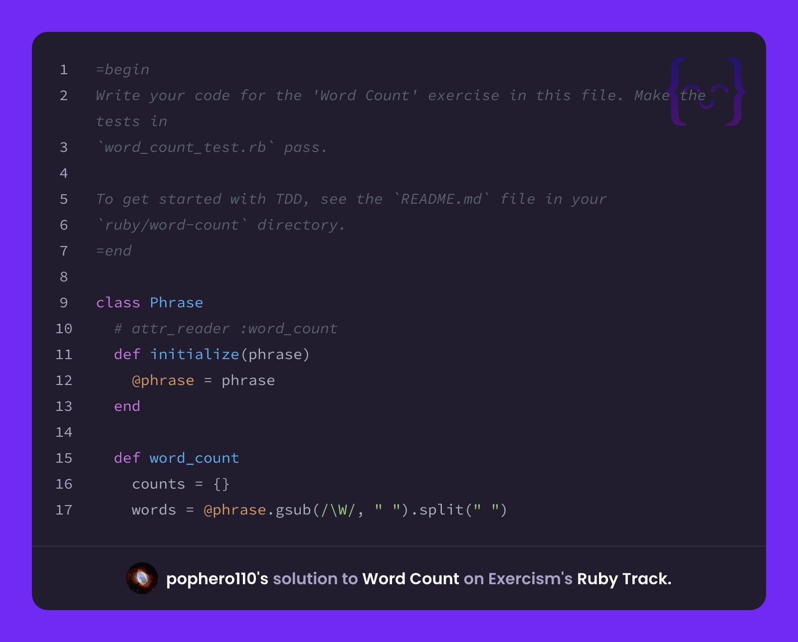 pophero110's solution for Word Count in Ruby on Exercism