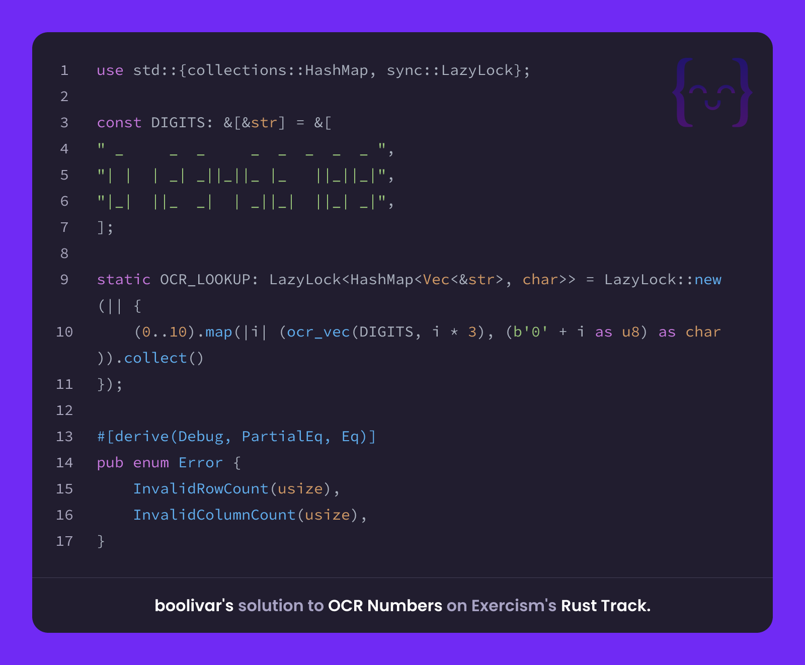 boolivar's solution for OCR Numbers in Rust on Exercism